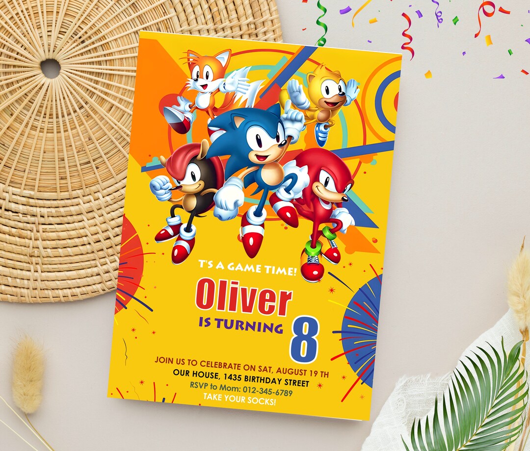 Printable Sonic the Hedgehog Invitation | Sonic , Knuckle and Tals in ...