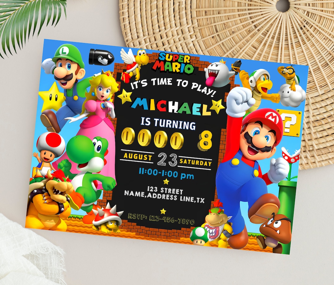 Super Mario Birthday Invitation | Editable Mario Party Invite ...