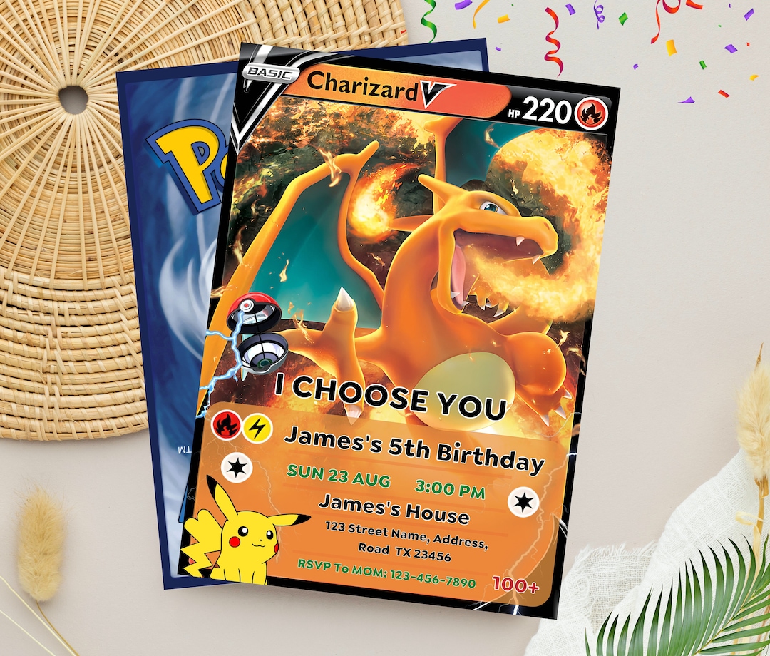 Pokemon Birthday Invitation | Pokemon Card Birthday Party Invite ...