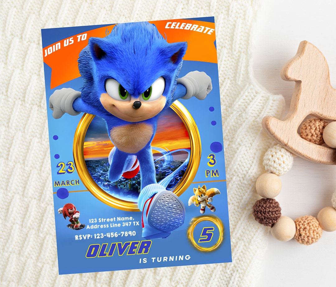 Editable Sonic Birthday Invitation | Sonic the Hedgehog Birthday Invite ...