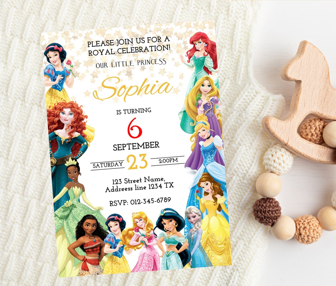 Princess Birthday Invitation | Editable Princess Theme Birthday Party ...