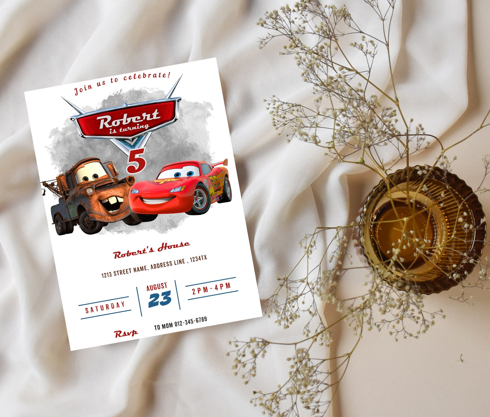 Cars Mcqueen Invitation | Lightning Mcqueen Birthday Invitation | Cars ...