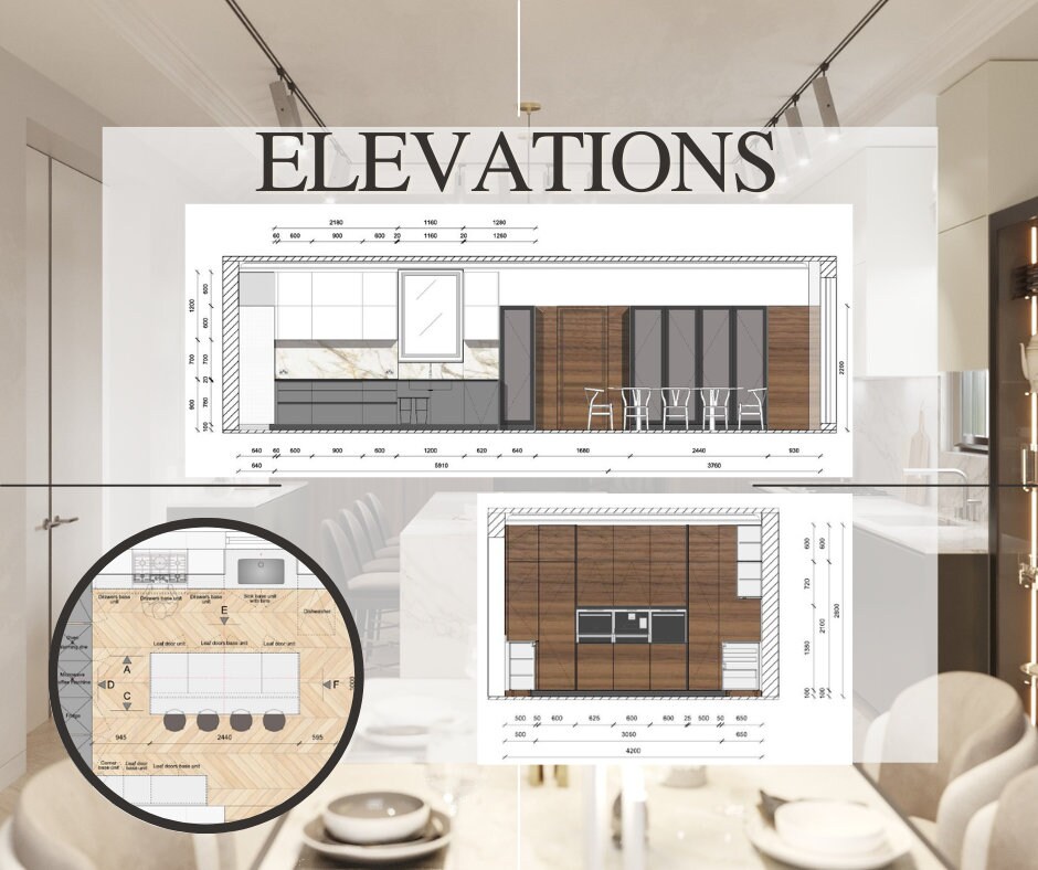 2D Kitchen Furniture Layout & Elevations| Furniture Placement| Custom ...