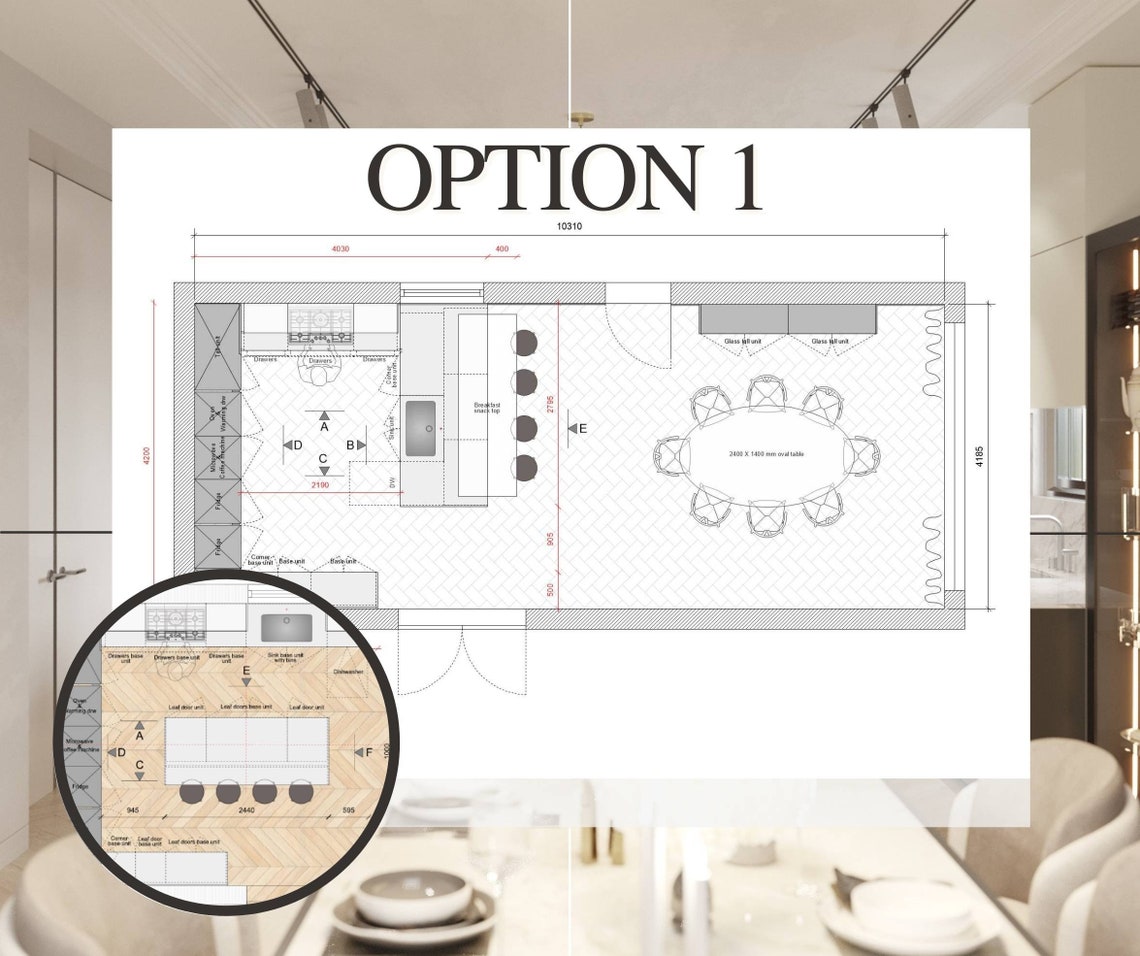 2D Kitchen Floor Plan| Furniture Placement| Custom Floor Plan Design ...