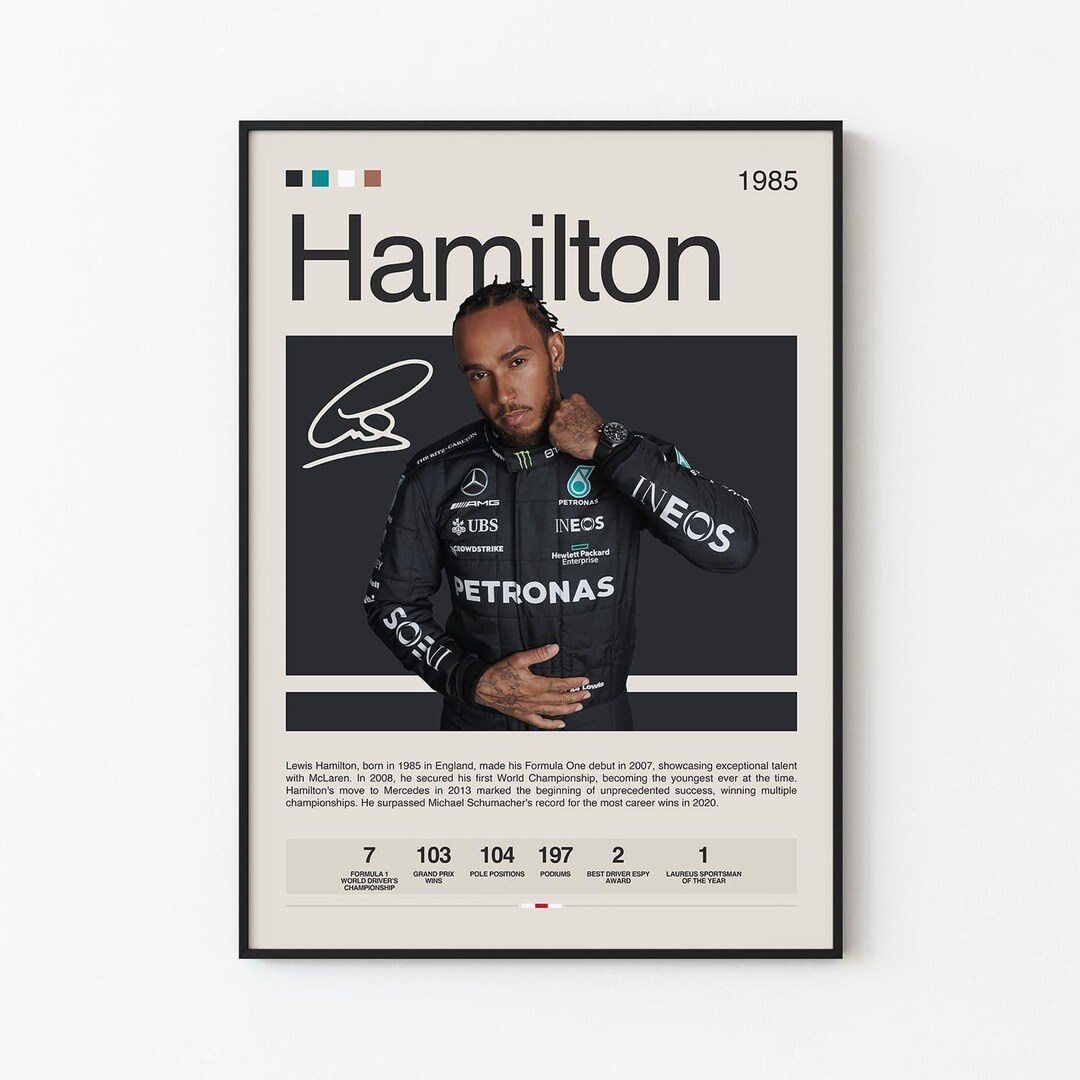 Lewis Hamilton Poster,formula Poster Print,mid Century Modern,racing ...