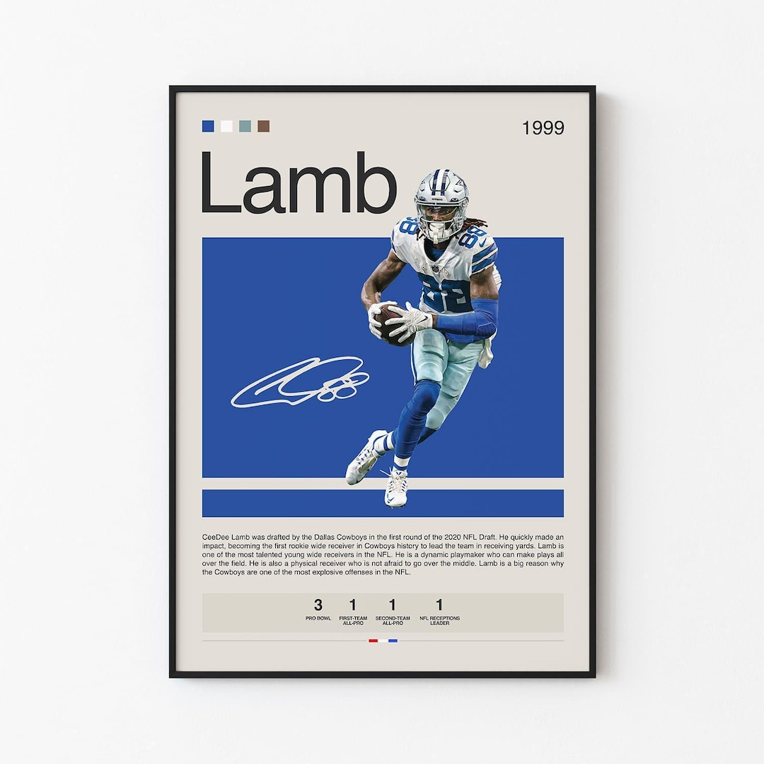 Ceedee Lamb Poster, Dallas Cowboys Print, NFL Poster, Sports Poster ...