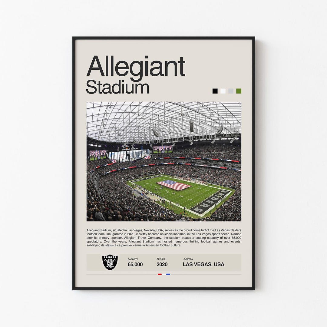 Allegiant Stadium Poster Mid Century Modern, Preppy Prints Vintage ...