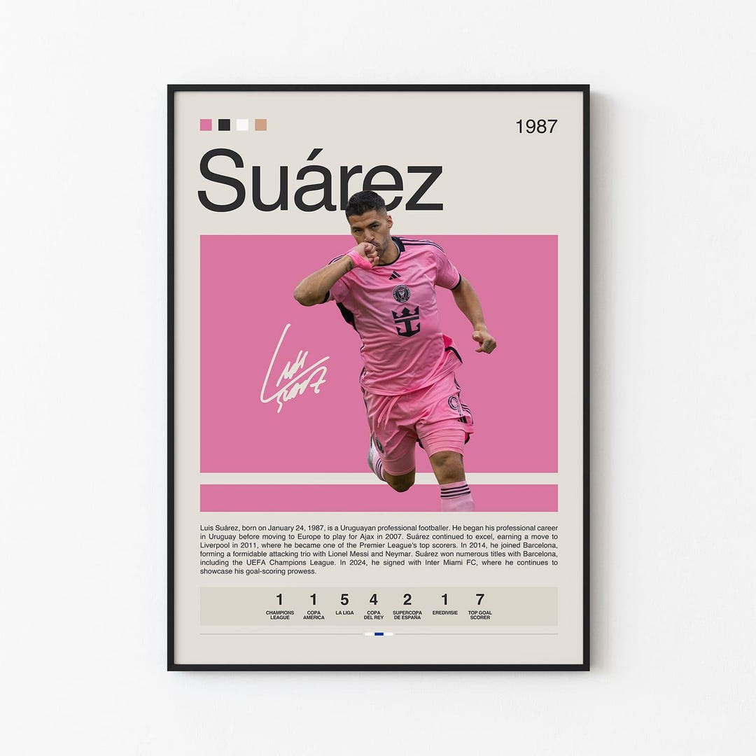 Luis Suarez Poster, Inter Miami Poster, Soccer Gifts, Sports Poster ...