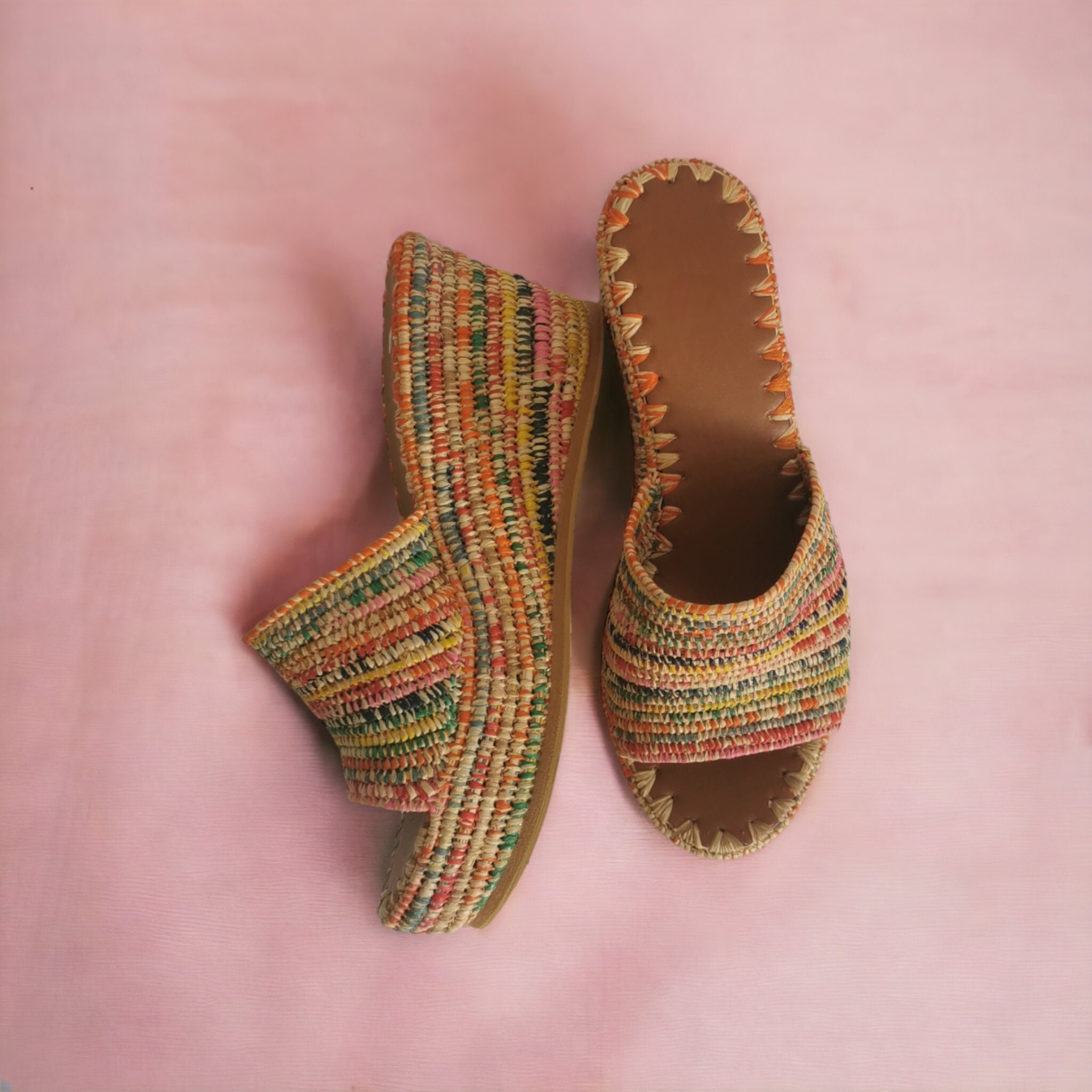 Natural Raffia Sandals, Raffia Mules,raffia Sandals Slippers for Women ...