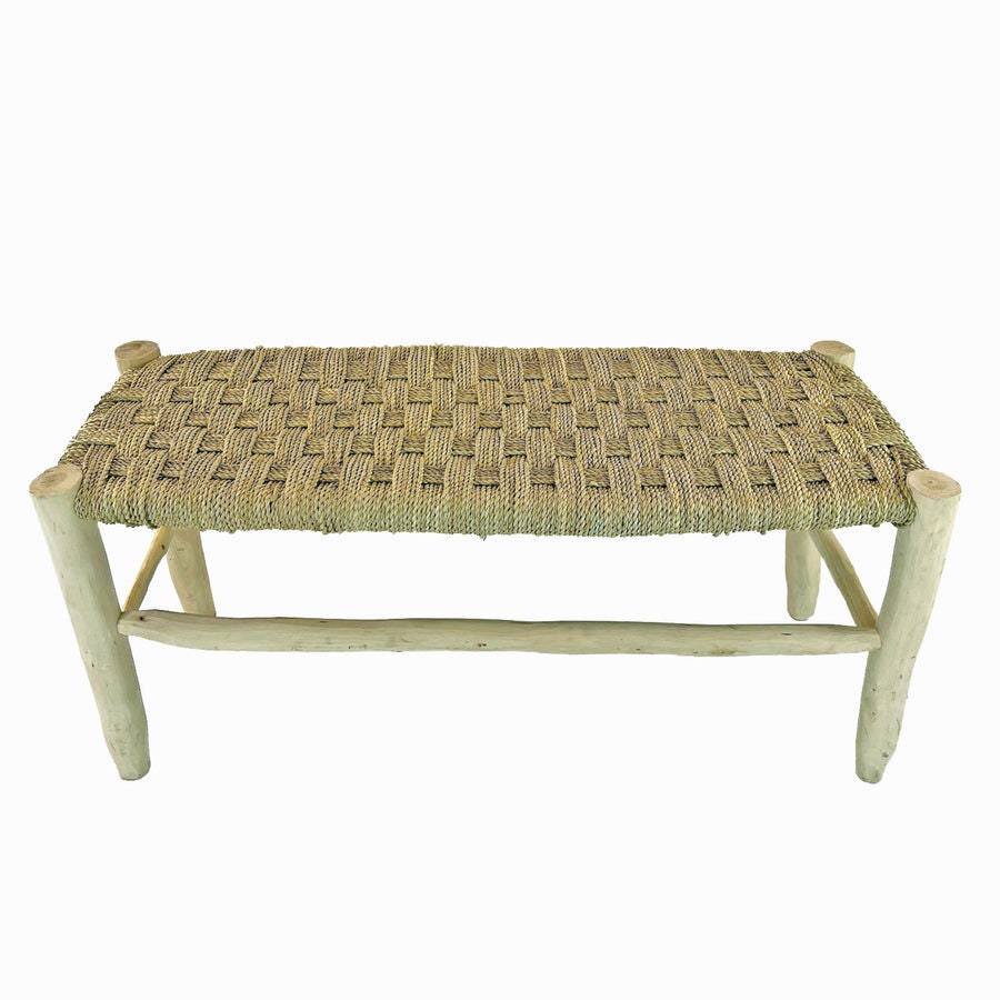Moroccan Traditional Wooden Straw Bench Berber Chair Made - Etsy