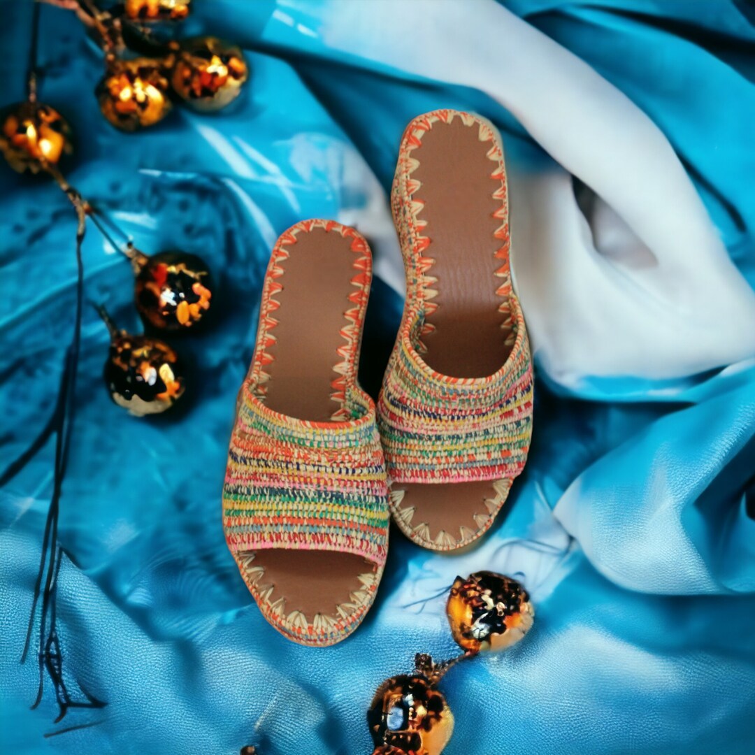 Natural Raffia Sandals, Raffia Mules,raffia Sandals Slippers for Women ...