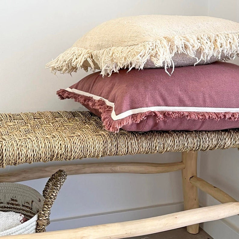 Moroccan Traditional Wooden Straw Bench Berber Chair Made - Etsy