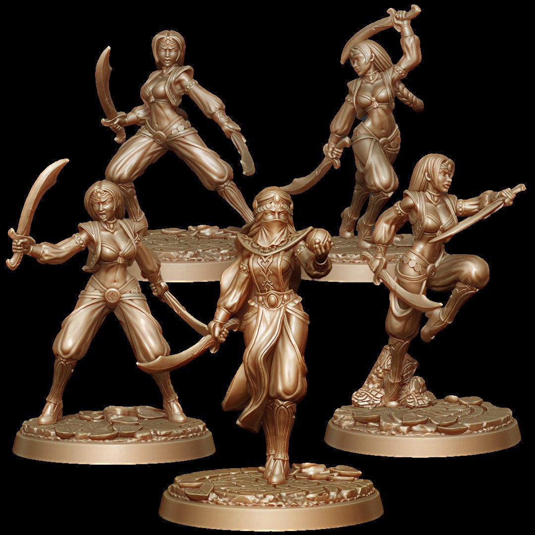 Sword Dancers and an Enchantress 8K Printed RPG Miniature - Etsy