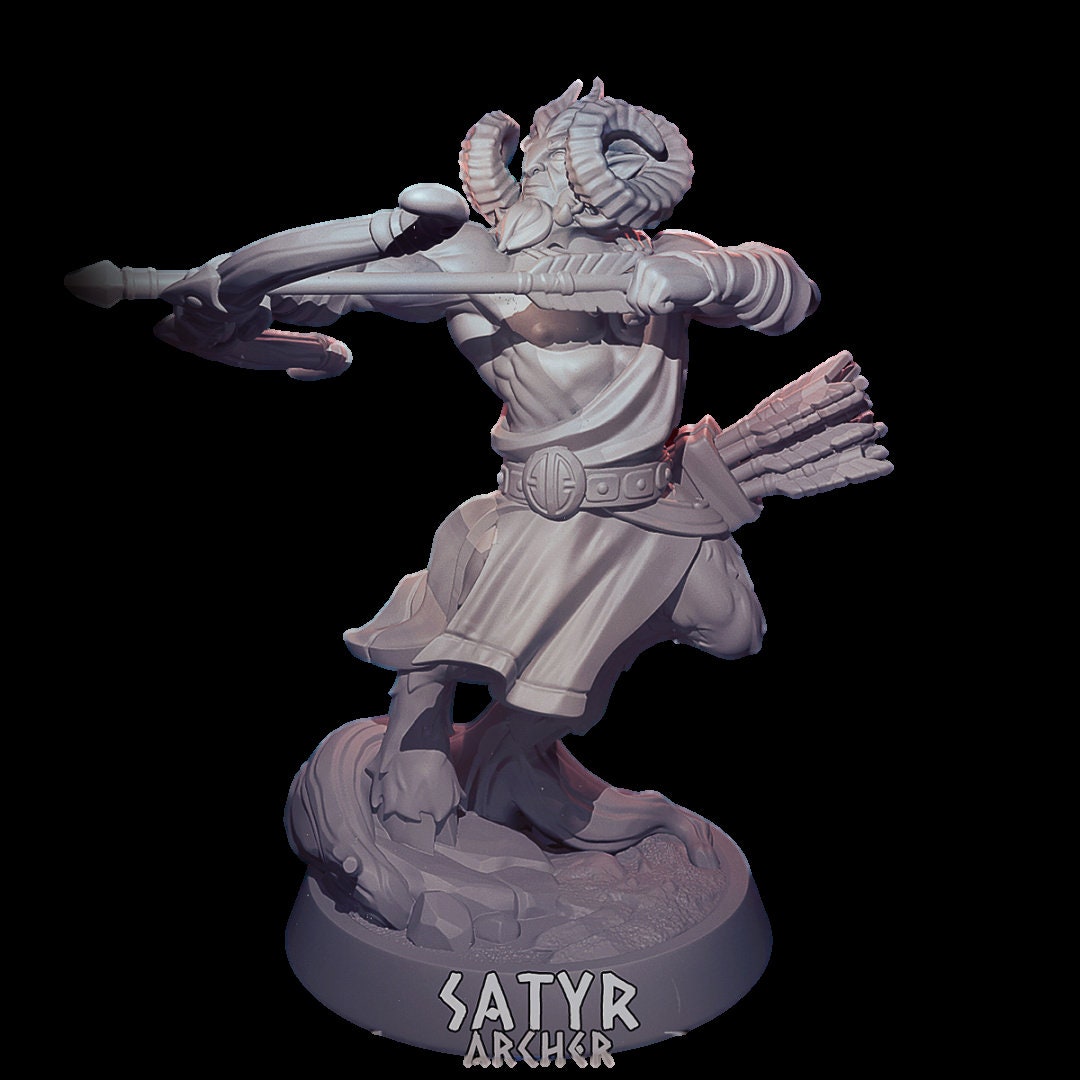 Satyr Archer Fantasy RPG Miniatures D&D DND Pathfinder 8K - Etsy