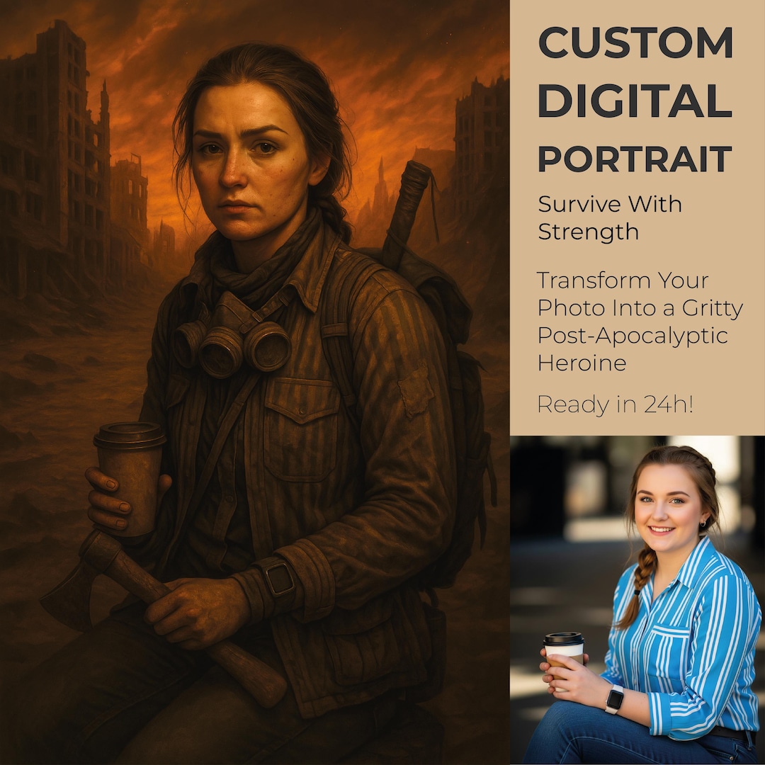 Custom Post-apocalyptic Portrait: Digital Dystopian Art Gift (digital ...