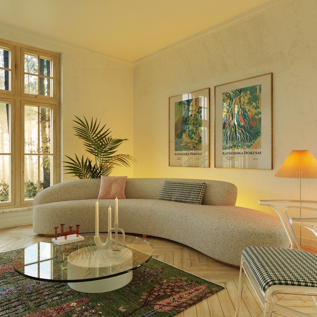 Hokusai Set of 2 Poster, Katsushika Hokusai Print, Kannon Waterfall ...