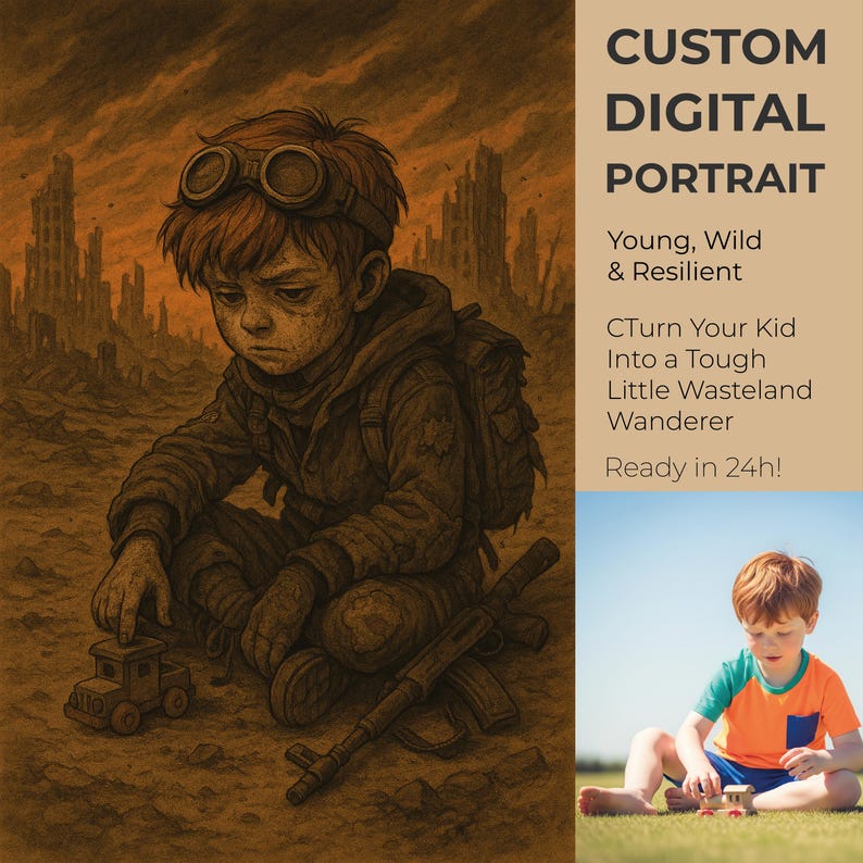 Custom Post-apocalyptic Portrait: Digital Dystopian Art Gift (digital ...