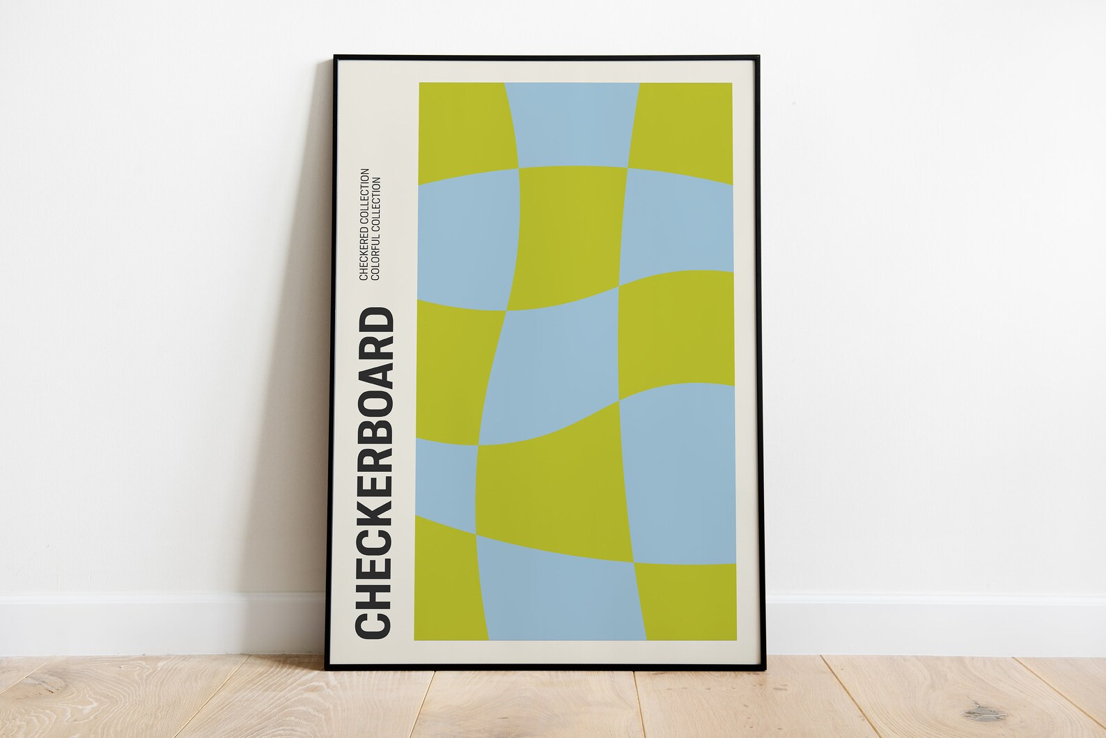 Checkered Poster, Funky Checkered Wavy Print, Green Trendy Wall Art ...