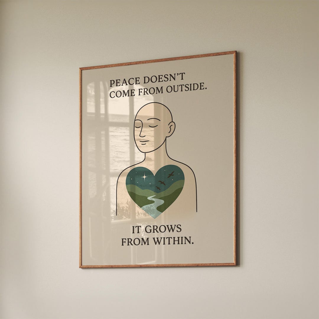 Calming Mindfulness Quote Poster - Minimal Wall Art for Inner Peace ...