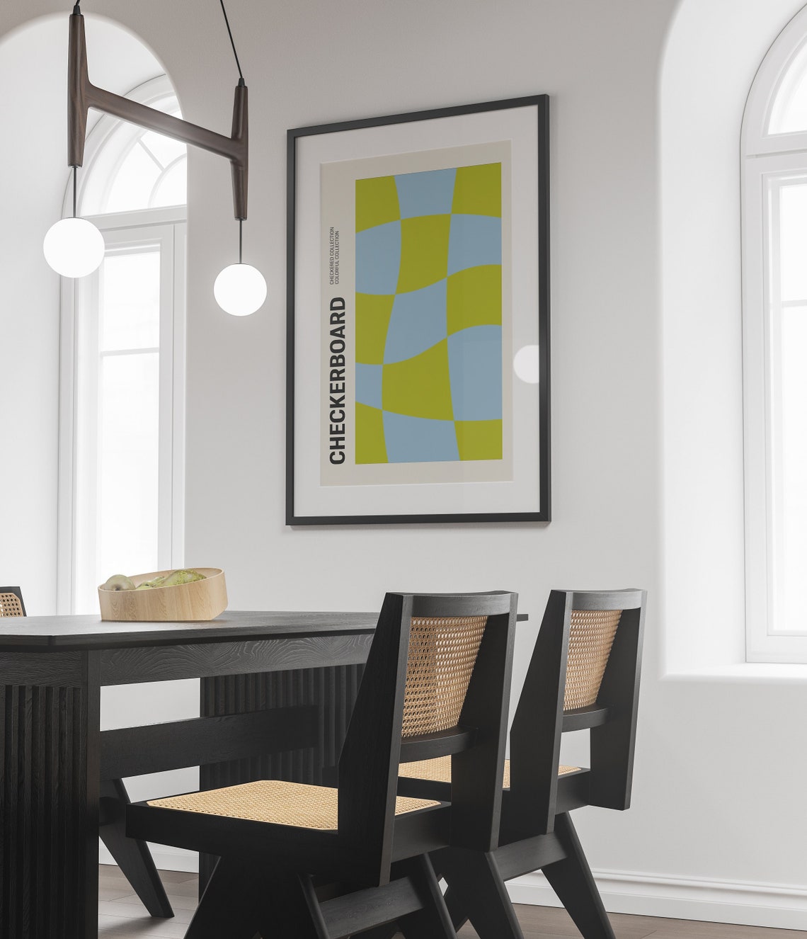 Checkered Poster, Funky Checkered Wavy Print, Green Trendy Wall Art ...