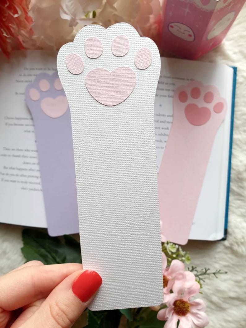 Cat Paw Bookmark Handmade Paper Bookmark - Etsy UK