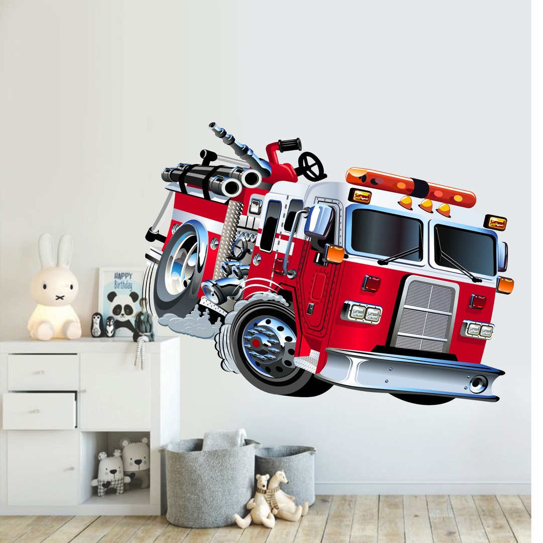 Fire Truck Wall Decal Removable Sticker Printed on Textured Adhesive ...