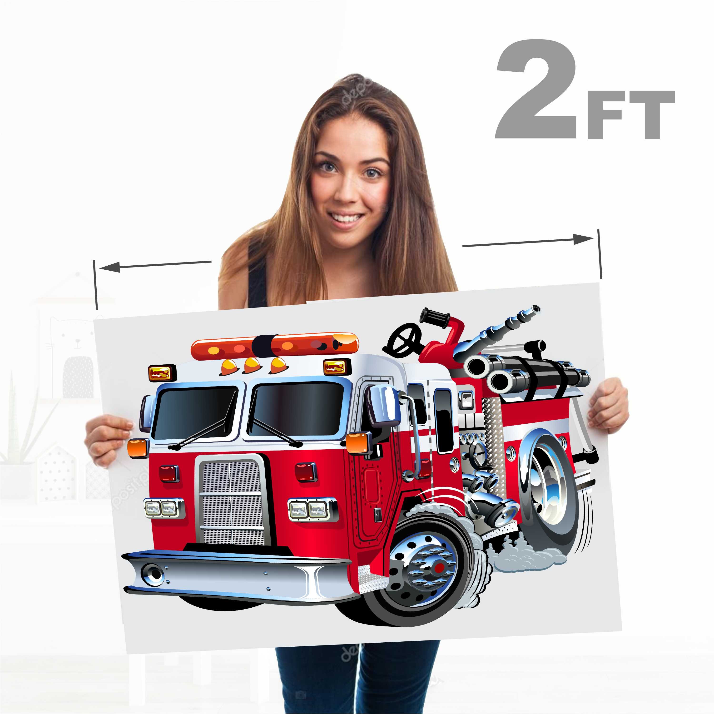 Fire Truck Wall Decal Removable Sticker Printed on Textured Adhesive ...
