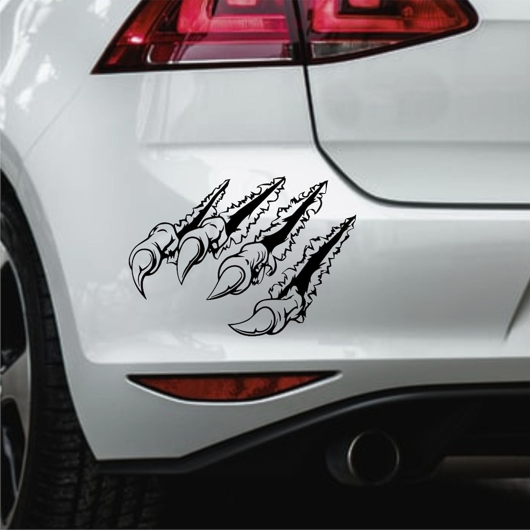 2x Monster Claw Ripped Scratches Vinyl Decal Sticker for Laptop Bumper ...