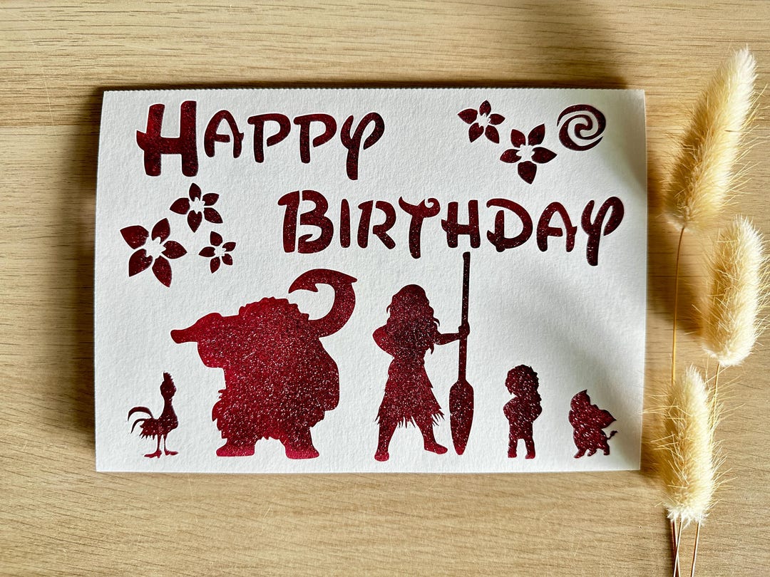 Disney Vaiana Birthday Card Cutting File, SVG File, Moana Disney ...