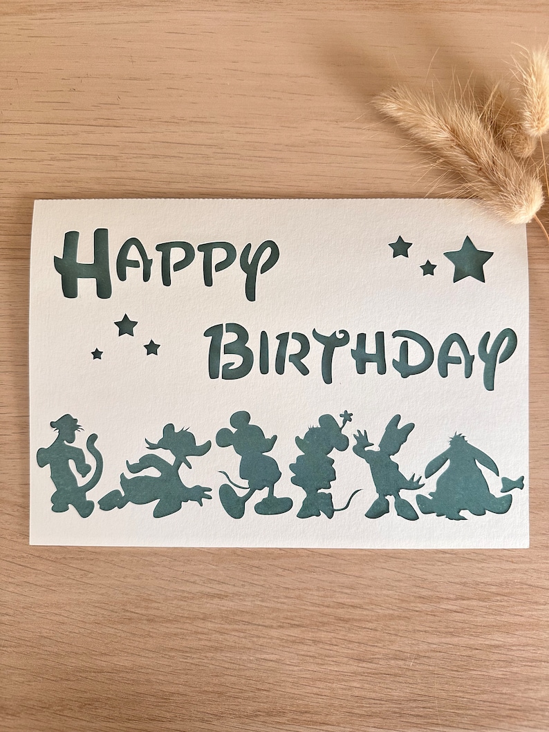 Disney Theme Birthday Card Cutting File, SVG File, Disney Theme ...
