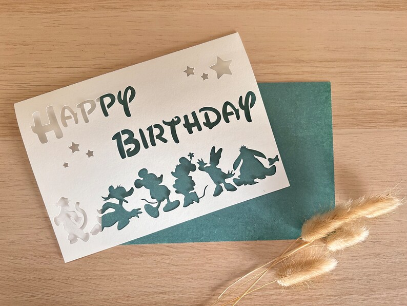 Disney Theme Birthday Card Cutting File, SVG File, Disney Theme ...