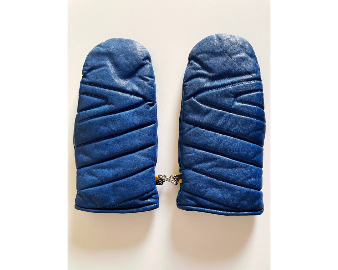 Vintage Cobalt Blue Leather Mittens, Leather Mittens, Vintage Leather ...