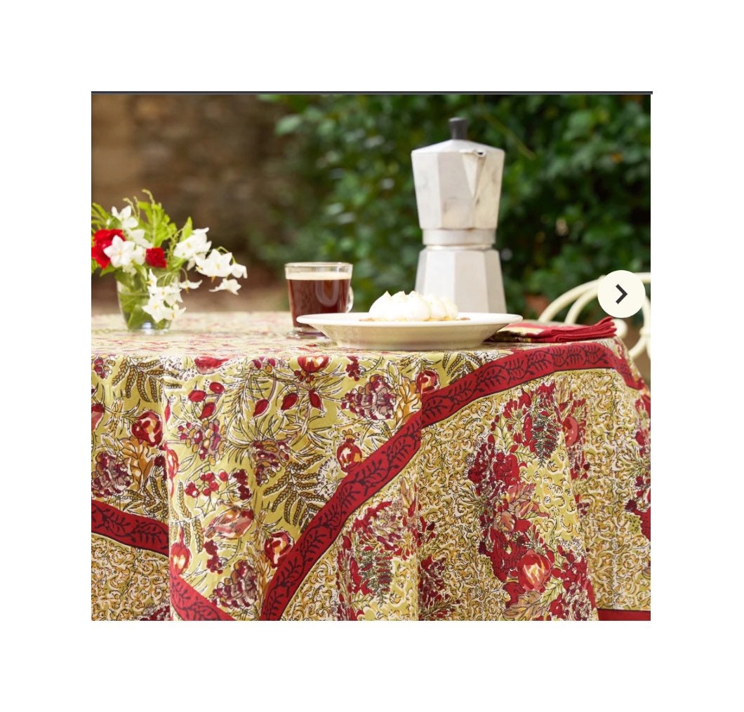 Couleur Nature Tablecloth, Indian Blockprint Tablecloth, Blockprint ...