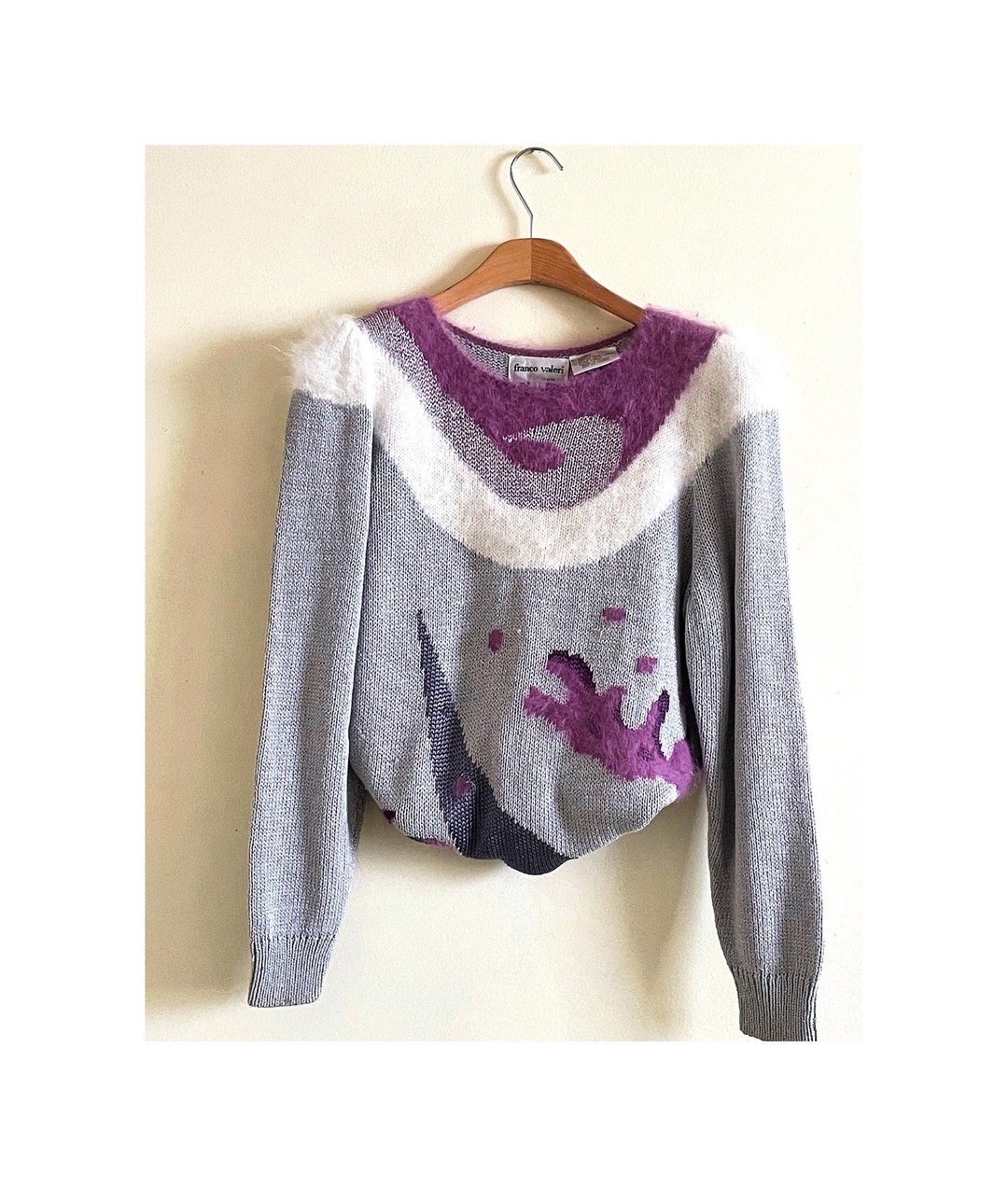 Vintage 80s Abstract Sweater Rayon/angora, 80s Sweater, Angora Sweater ...