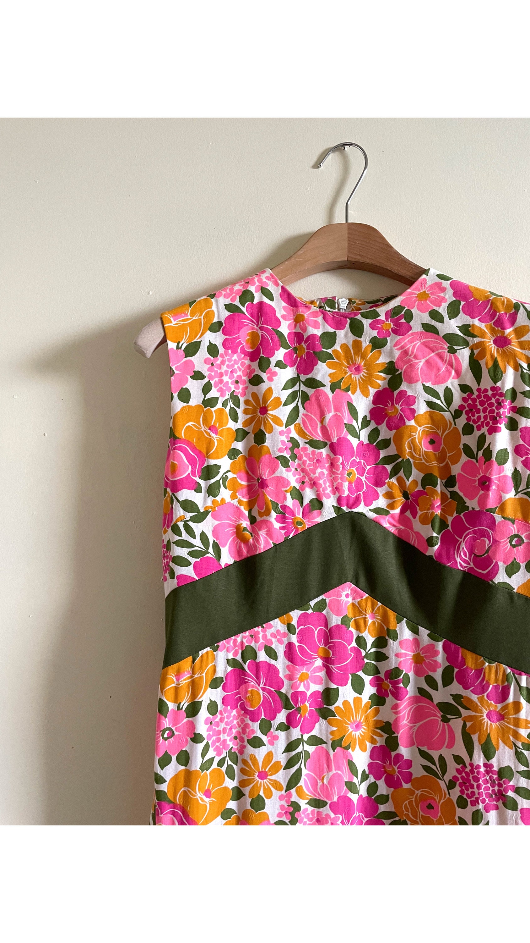 Vintage 60s 70s Floral Maxi Dress Palm Beach Style 60s 70s Dress Floral Linen Maxi 70s Dress ...