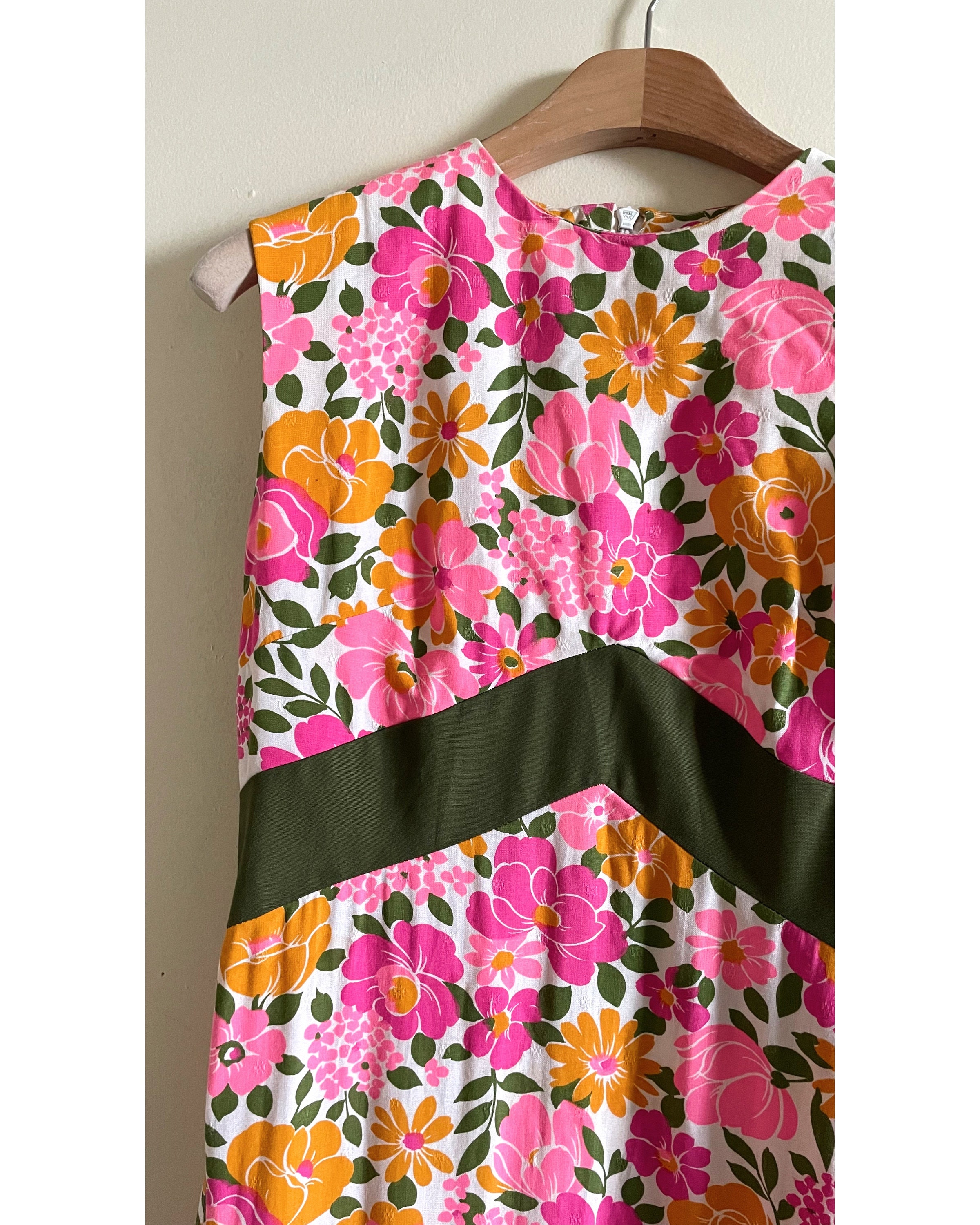 Vintage 60s 70s Floral Maxi Dress Palm Beach Style 60s 70s Dress Floral Linen Maxi 70s Dress ...