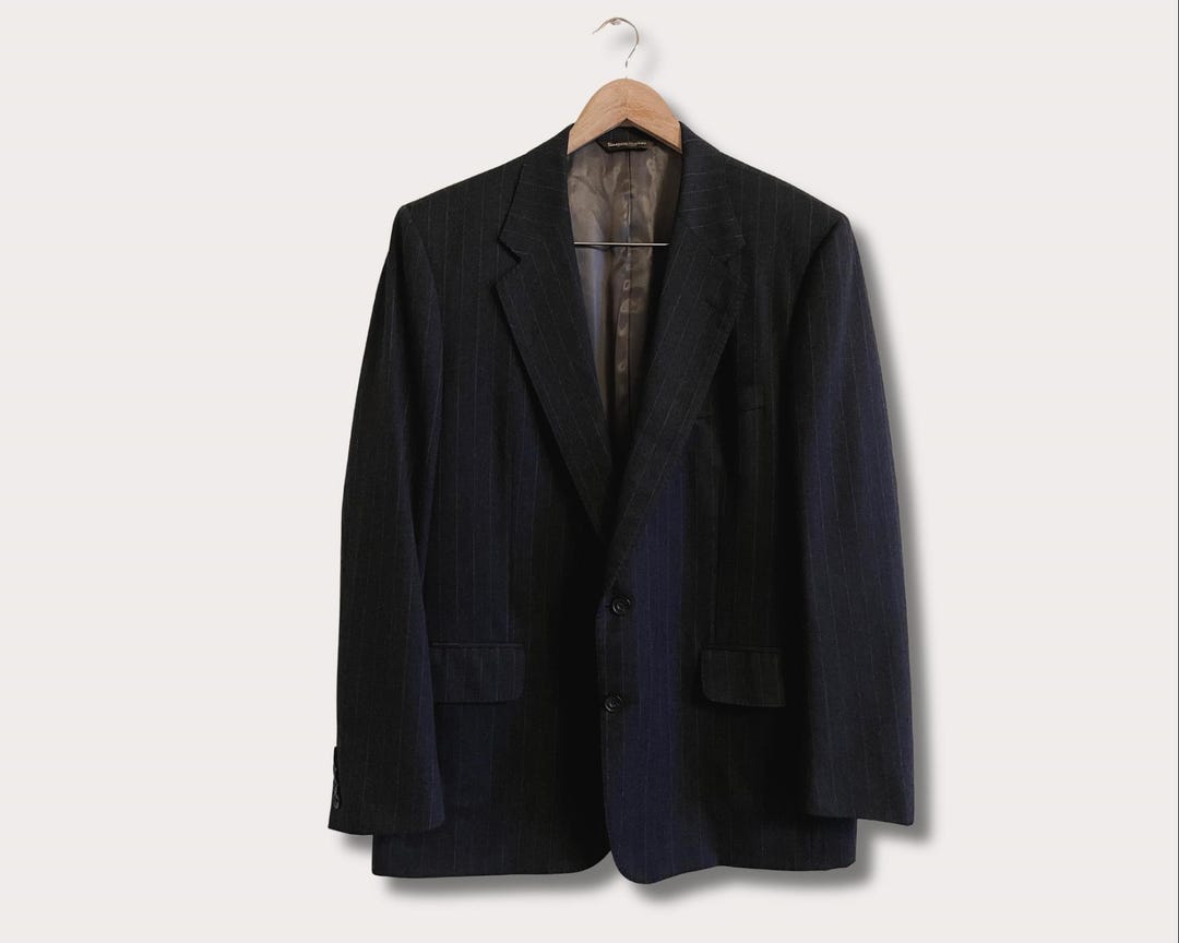 Vintage Harry Rosen Mens Charcoal Grey Pinstripe Wool Blazer | Mens 42 ...
