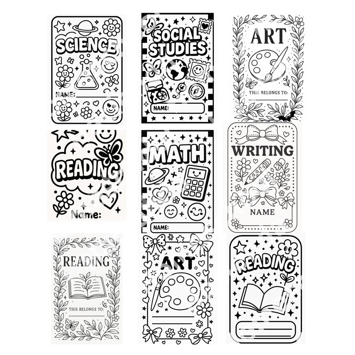 Printable Student Subject Labels: Coquette, Y2K, Kawaii, Botanical ...