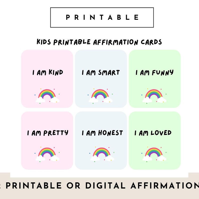 Kids Affirmation Cards Printable, Positive Classroom Decor (digital ...