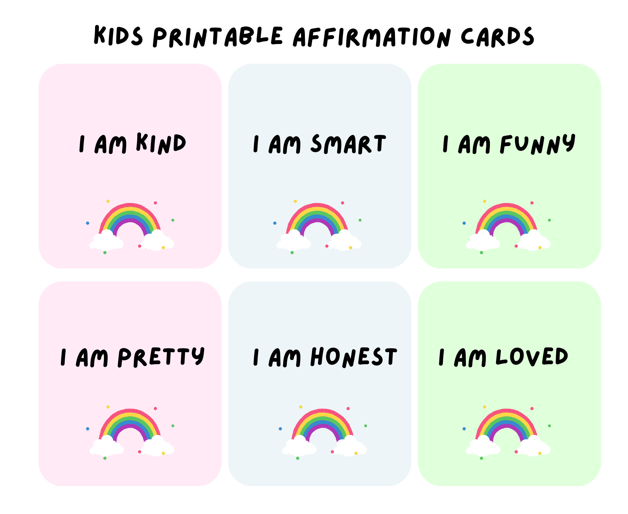Positive Affirmations for Kids, Kids Affirmation Cards Printable, Kids ...
