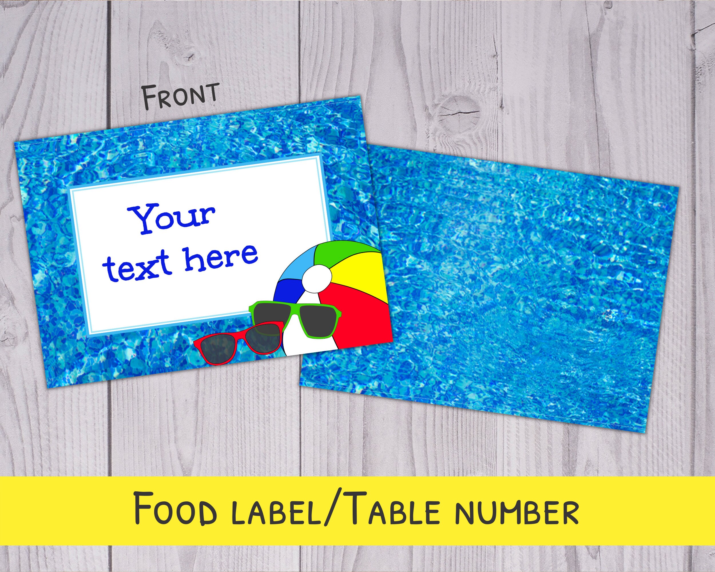 Pool Party Food Labels Splash Pad Birthday Editable Table - Etsy