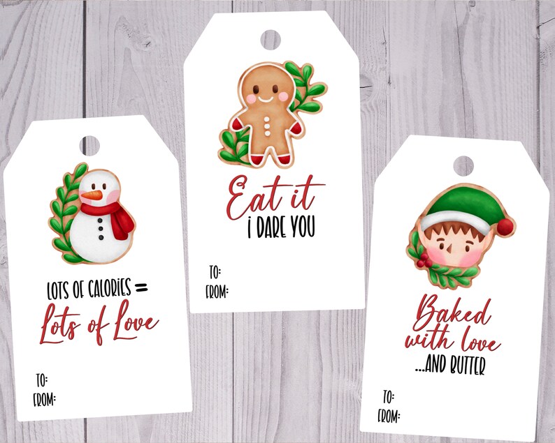 Christmas Cookie Gift Tags Baked Goods Gift Tag Christmas Party Favor ...