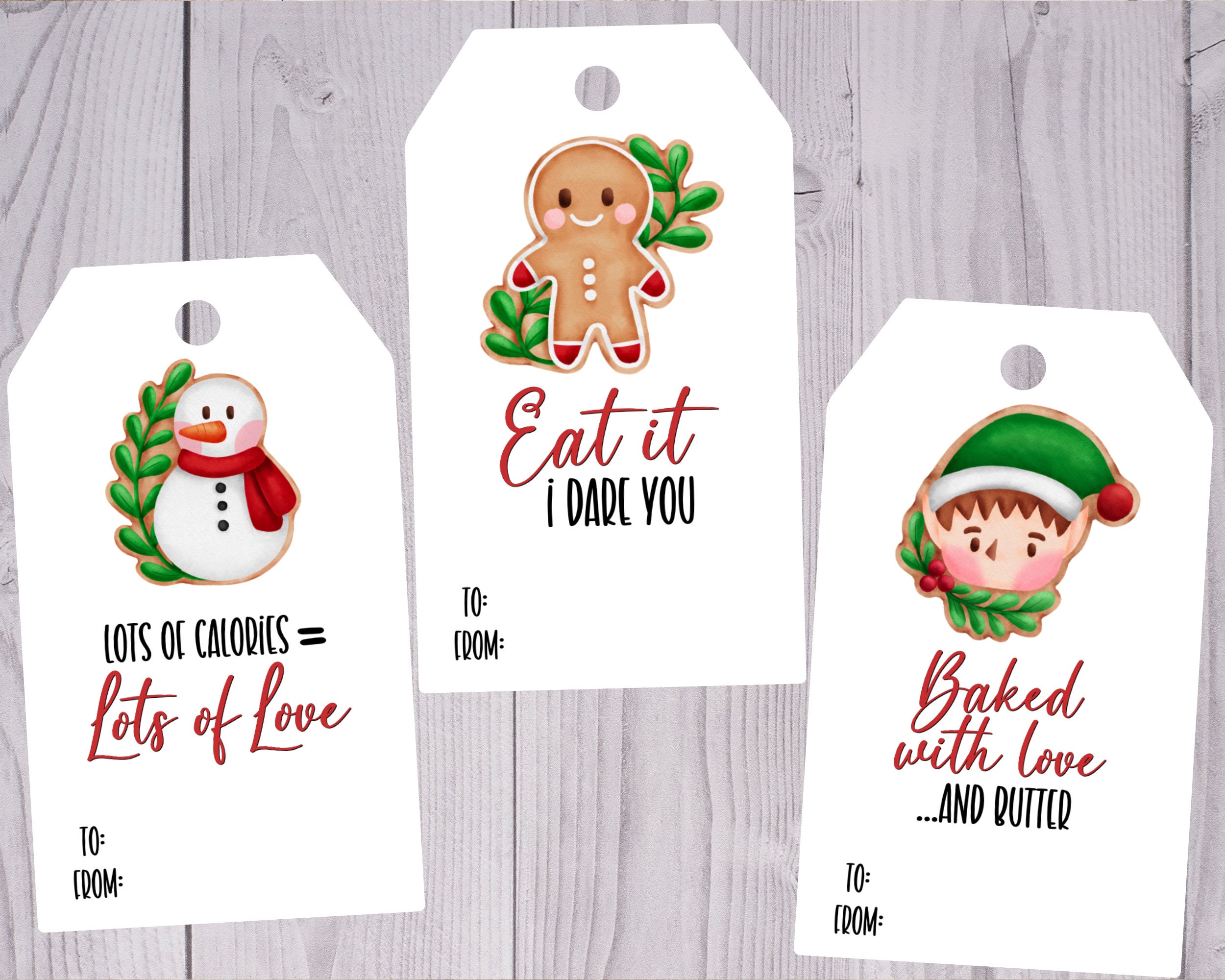 Christmas Cookie Gift Tags Baked Goods Gift Tag Christmas Party Favor ...