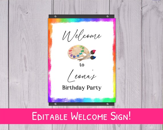 Art Party Welcome Sign Paint Party Yard Signs Art Birthday - Etsy