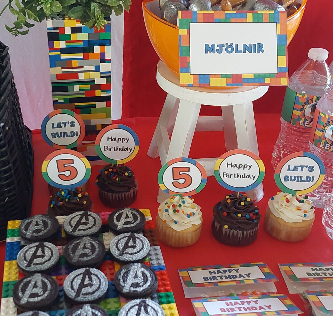 Building Bricks Cupcake Toppers Printable Cupcake Topper DIY Cupcake ...