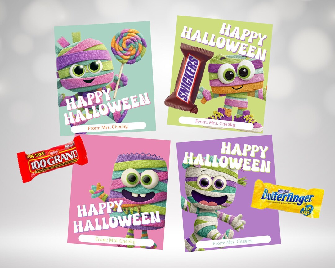 Cute Monster Halloween Candy Tags: Editable Printable Halloween Handout ...
