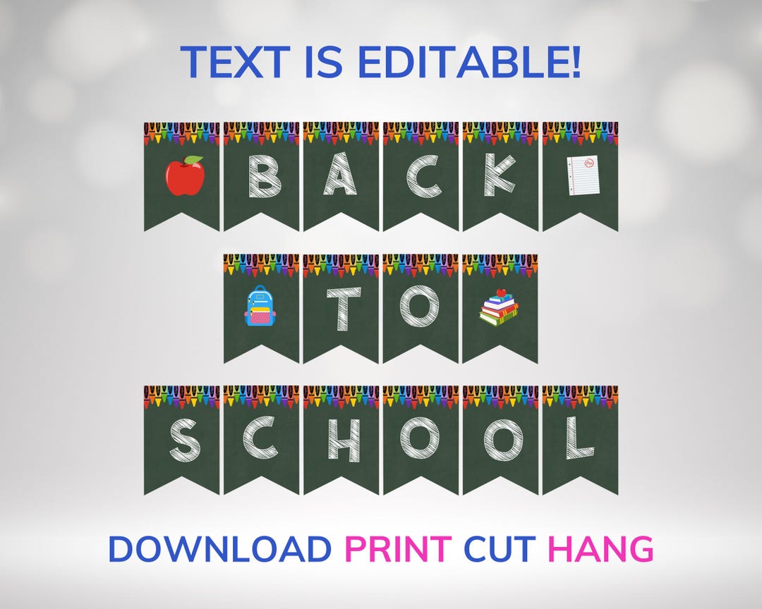 Back to School Banner Printable - First Day of School - Back to School ...