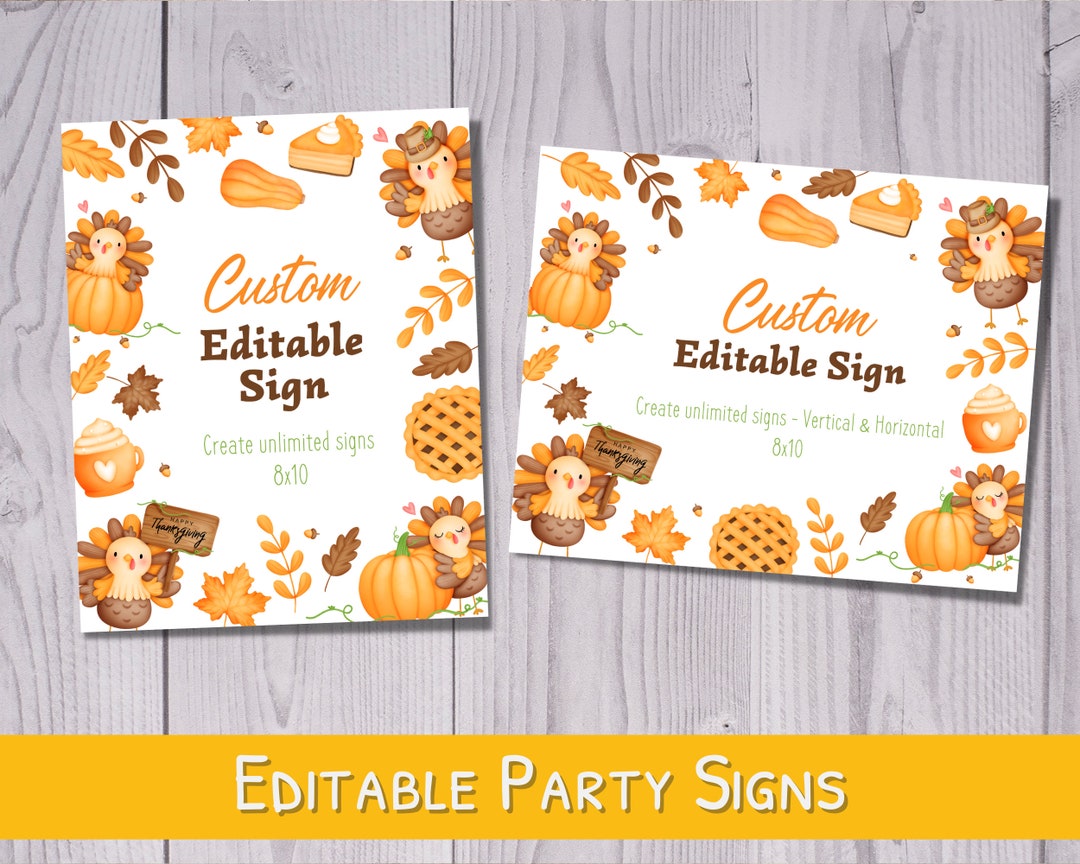 Thanksgiving Party Sign: Customizable Decor (8x10) (digital Download ...