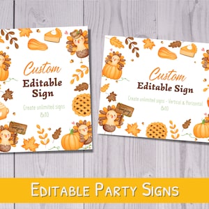 Thanksgiving Party Signs - Printable Sign - Customizable Party Signs ...