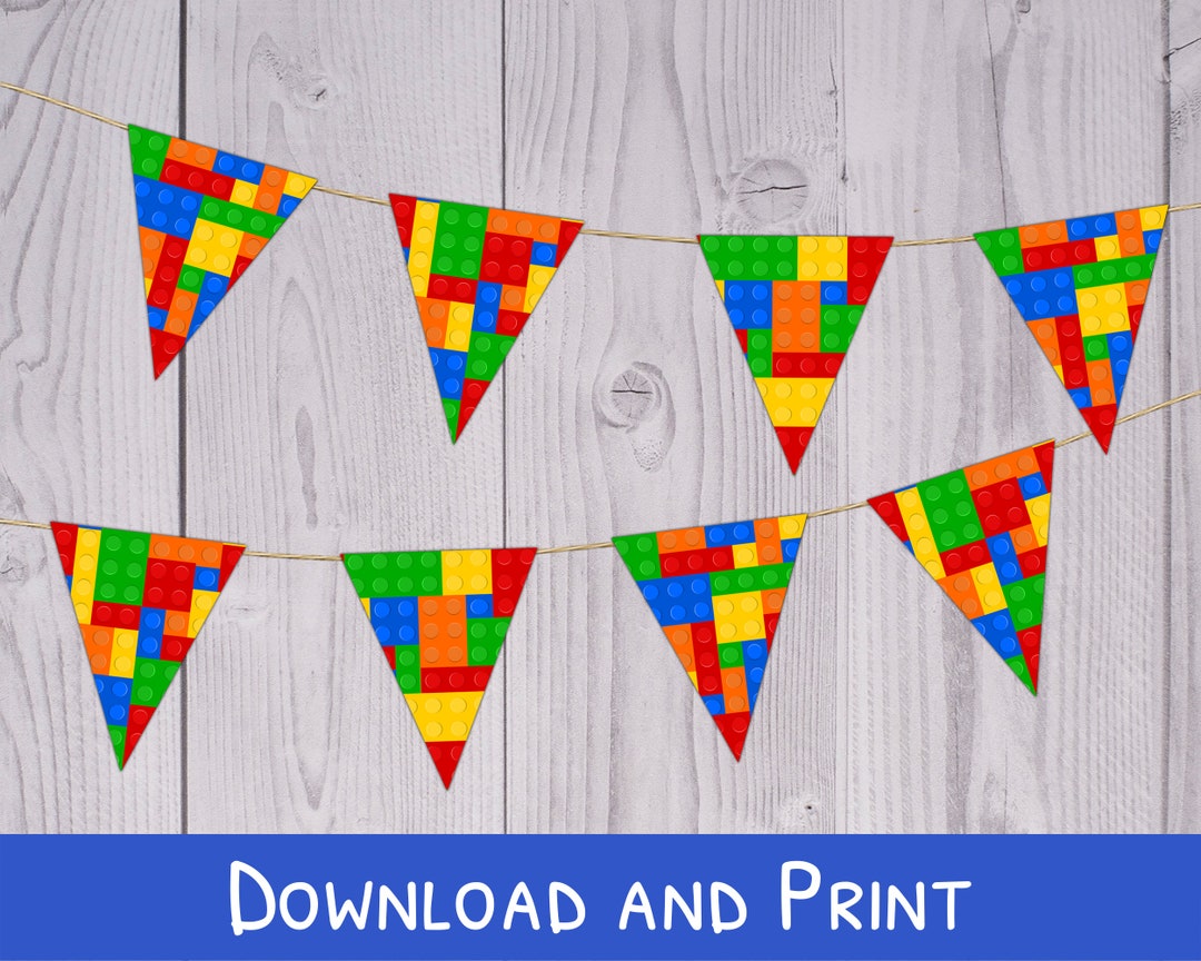 Building Blocks Bunting Banner: Colorful Bricks Party Decor (PDF) - Etsy